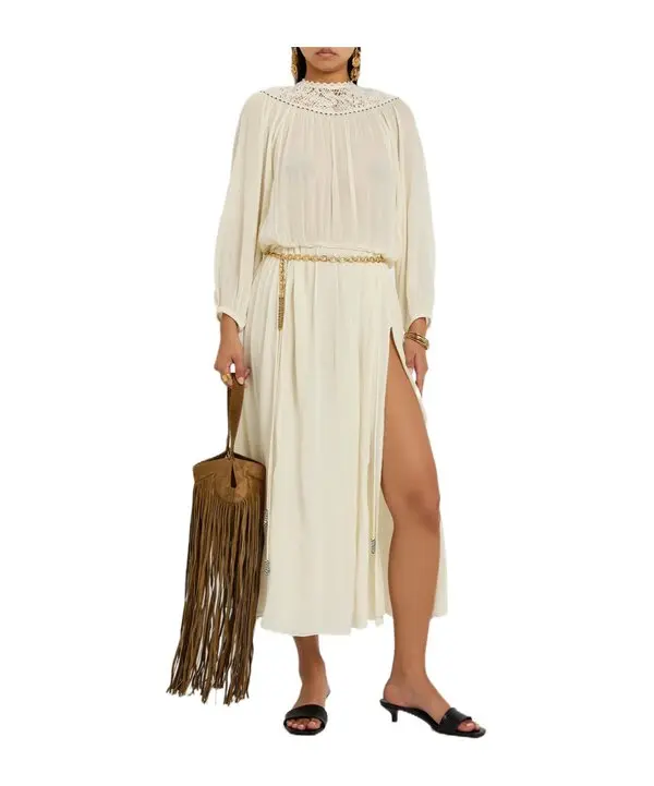 Isabel Marant Étoile Lace Trim Silk-georgette Maxi Dress