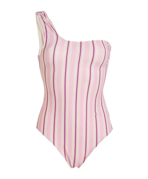 GANNI One-shoulder Striped One-piece Swimsuit