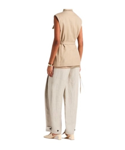 Brunello Cucinelli Sleeveless Waistcoat With Belt - Sand