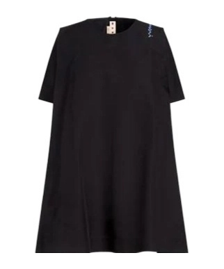 Marni Solid-color Embroidered Short-sleeved Dress