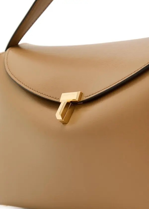 TOTEME T-lock Leather Top Handle Bag - Brown
