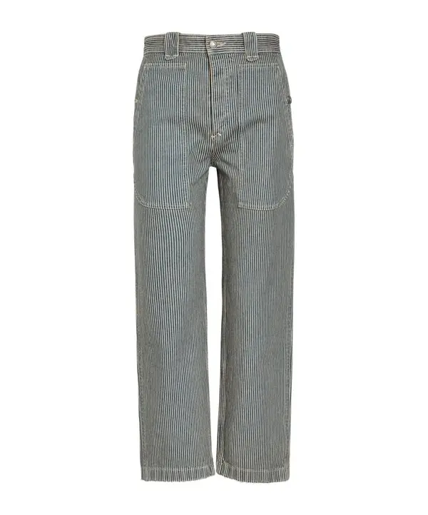 Isabel Marant Étoile Cropped Straight-leg Pinstriped Twill Jeans - Gray