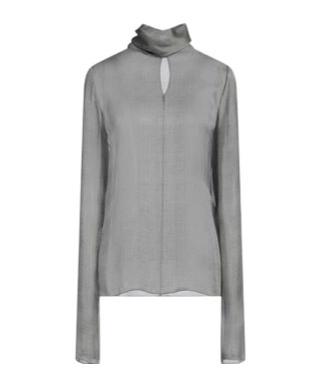 Saint Laurent Checked Chiffon High Collar Top