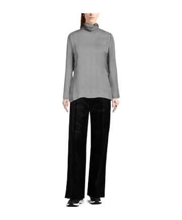 Saint Laurent Checked Chiffon High Collar Top