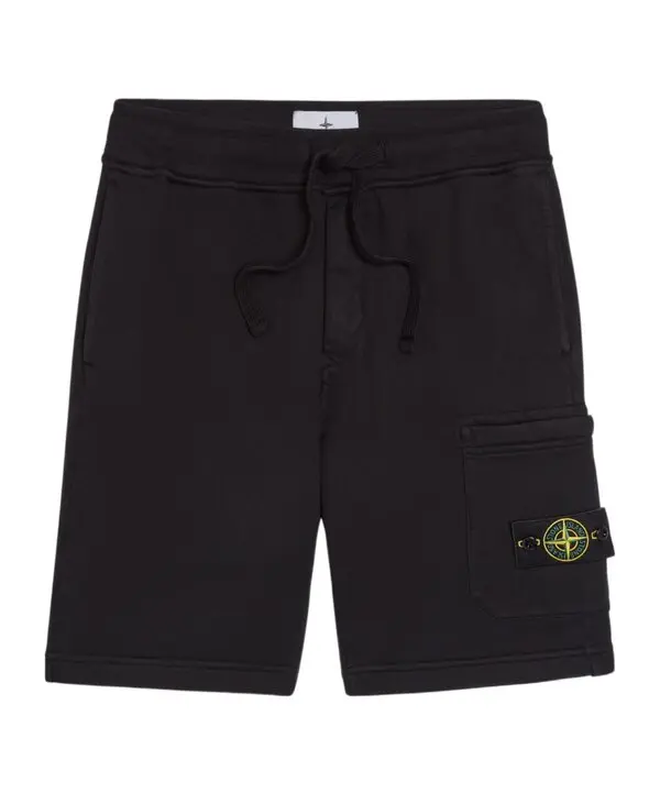 Stone Island Solid Colour Logo Cotton Shorts