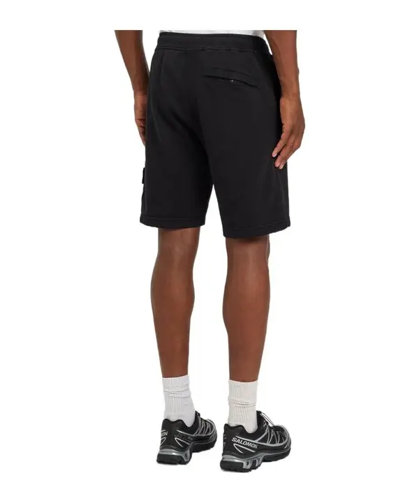 Stone Island Solid Colour Logo Cotton Shorts