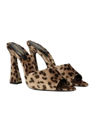 Saint Laurent Leopard Print Suede Thong Sandals