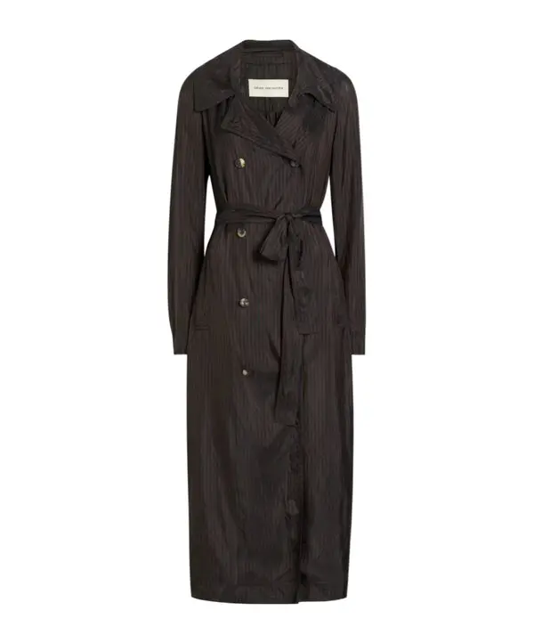 Dries Van Noten Minimal Striped Trench Coat - Black