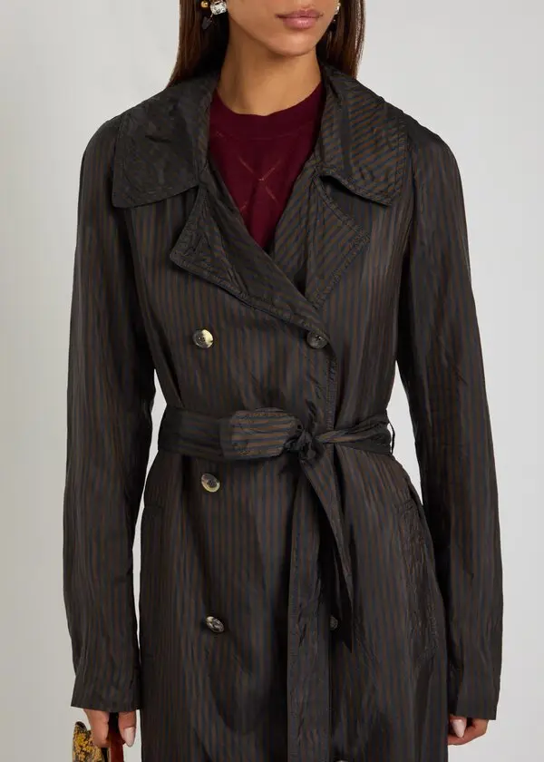 Dries Van Noten Minimal Striped Trench Coat