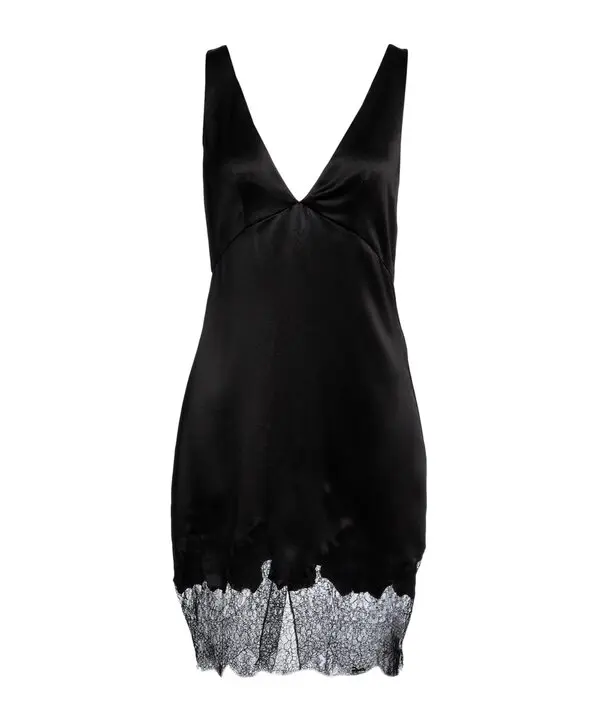Saint Laurent Solid Color Lace Camisole Dress