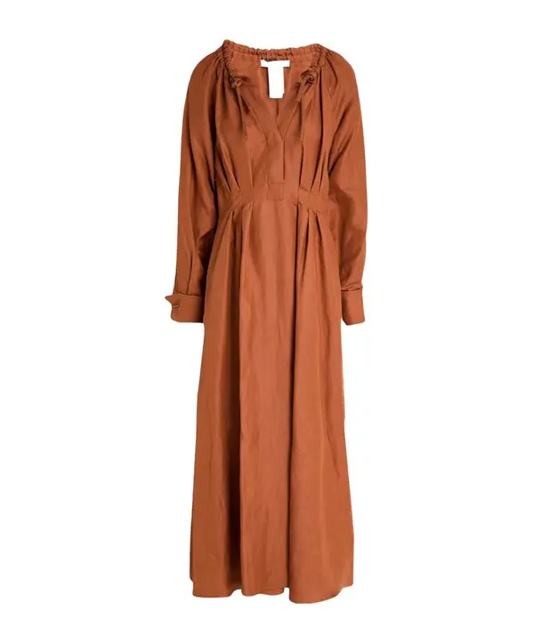 Max Mara Long Sleeve Ruffled V-neck Dress