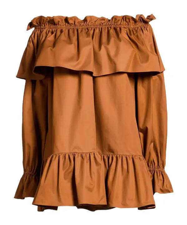 Saint Laurent Stylish Off-shoulder Long Dress - Brown