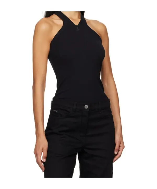 COURREGES Courrèges Ribbed Criss-cross V-neck Tank Top