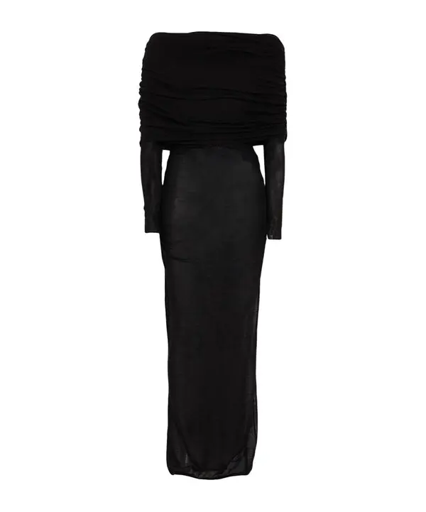 Saint Laurent Off-the-shoulder Knit Maxi Dress