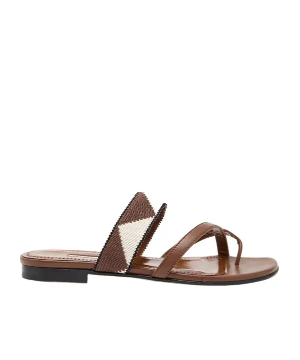 Manolo Blahnik Leather Sandals - Brown