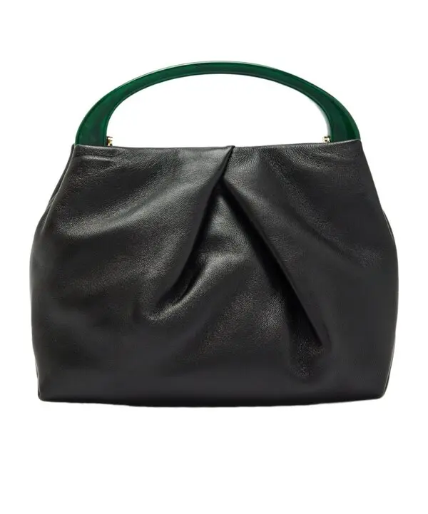 Dries Van Noten Leather Top Handle Bag - Black