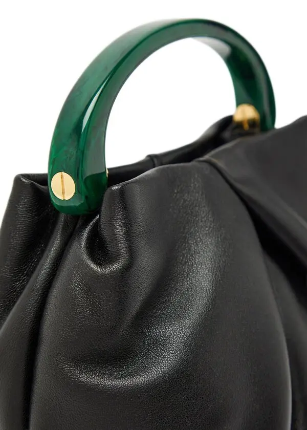 Dries Van Noten Leather Top Handle Bag - Black