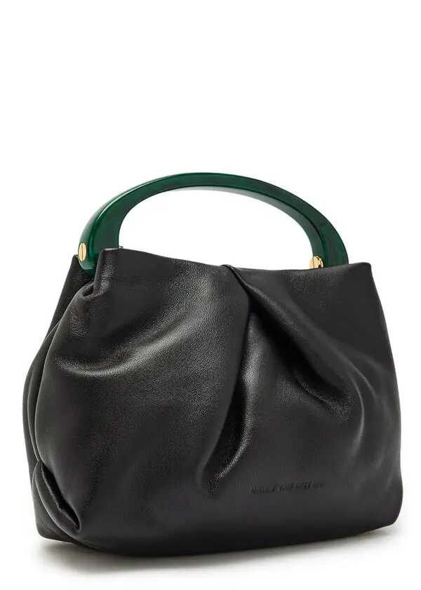 Dries Van Noten Leather Top Handle Bag - Black