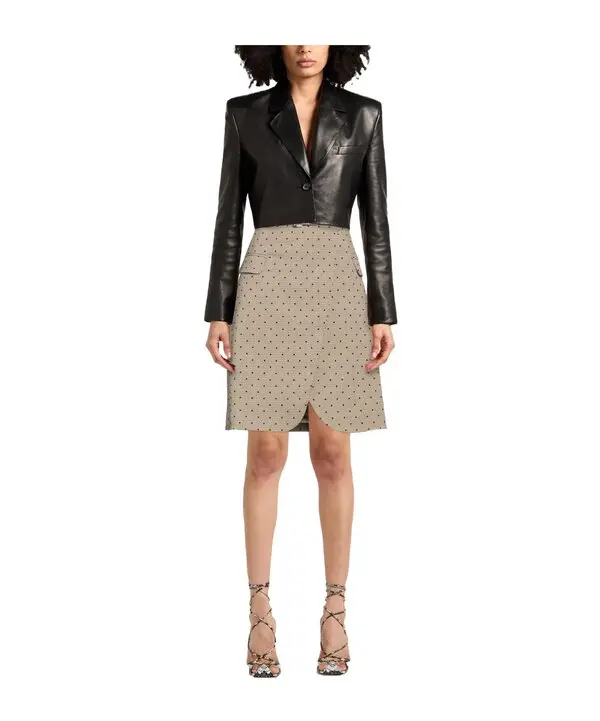 GANNI Houndstooth Mini Skirt With Belt Detail
