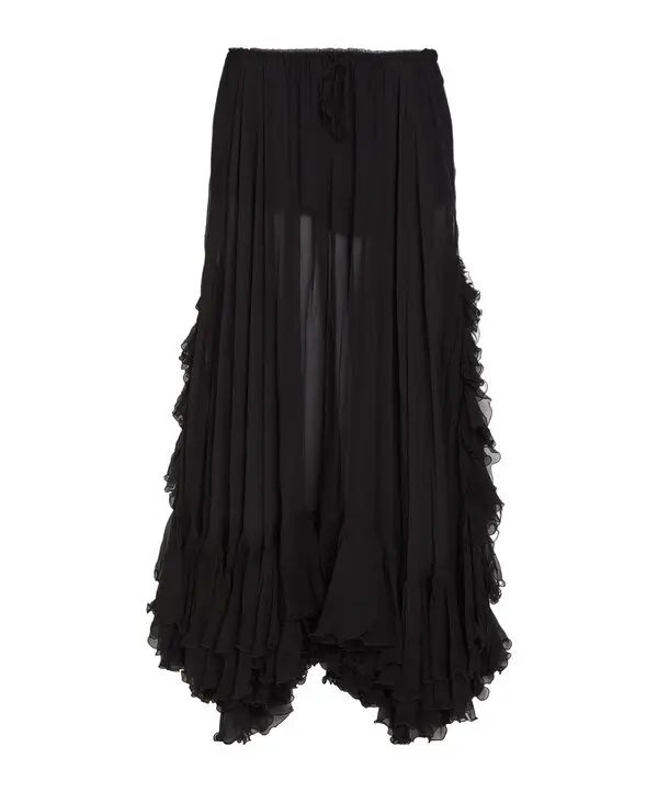 Chloé Ruffled Sheer Silk-chiffon Maxi Skirt