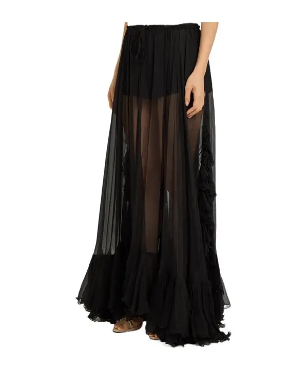 Chloé Ruffled Sheer Silk-chiffon Maxi Skirt