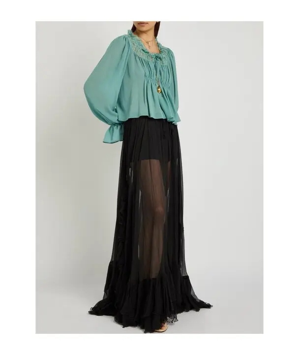 Chloé Ruffled Sheer Silk-chiffon Maxi Skirt