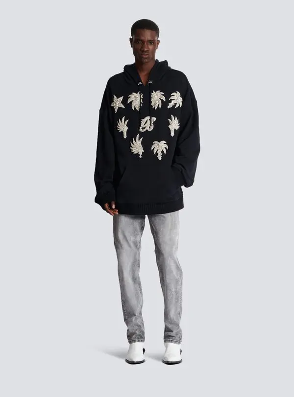 Balmain Embroidered Badge Hoodie