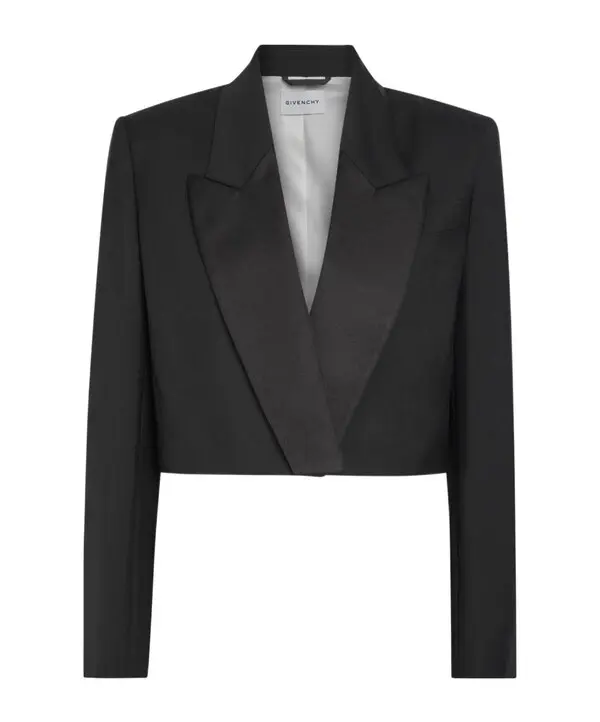 Givenchy Wool And Mohair-blend Cropped Blazer - Black
