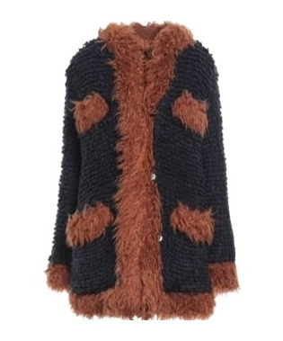 Marni Textured Coat With Fur Trim