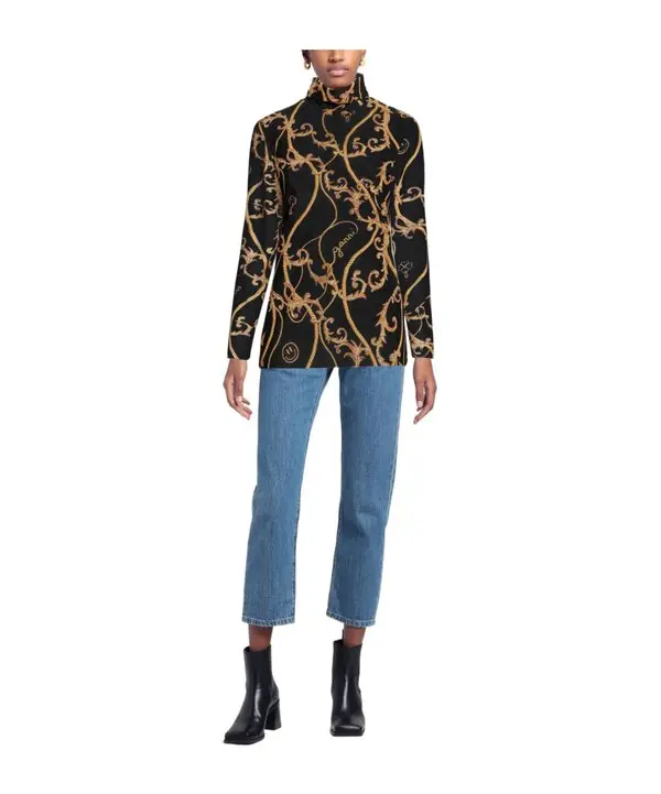 GANNI Multi-color Print Long Sleeve High Neck T-shirt