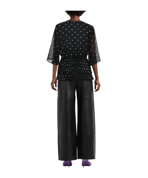 GANNI Pleated V-neck Top