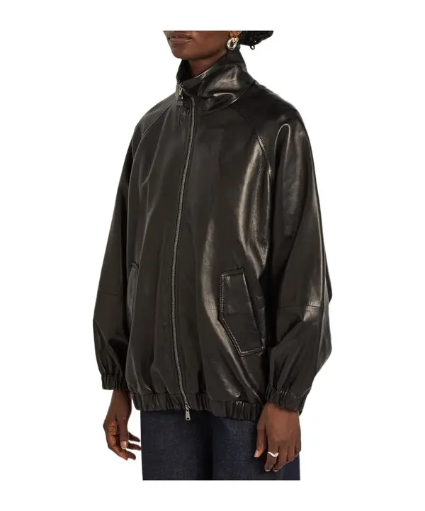 Brunello Cucinelli Funnel-neck Leather Jacket