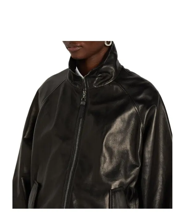 Brunello Cucinelli Funnel-neck Leather Jacket