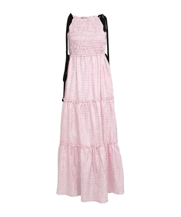 GANNI Checked Sleeveless Maxi Dress