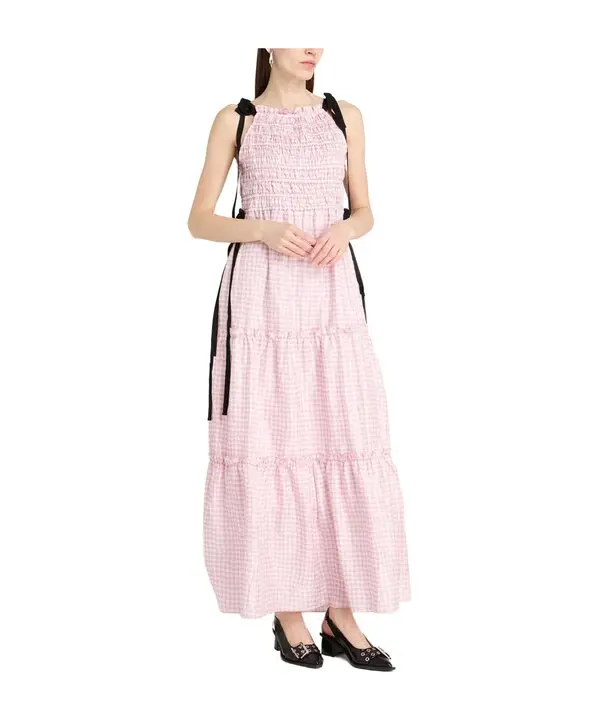 GANNI Checked Sleeveless Maxi Dress