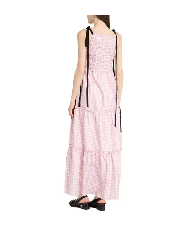 GANNI Checked Sleeveless Maxi Dress