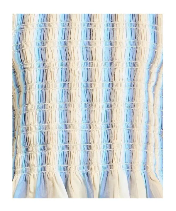 GANNI Stripped Sleeveless Top With Ties And Ruffles - Nude