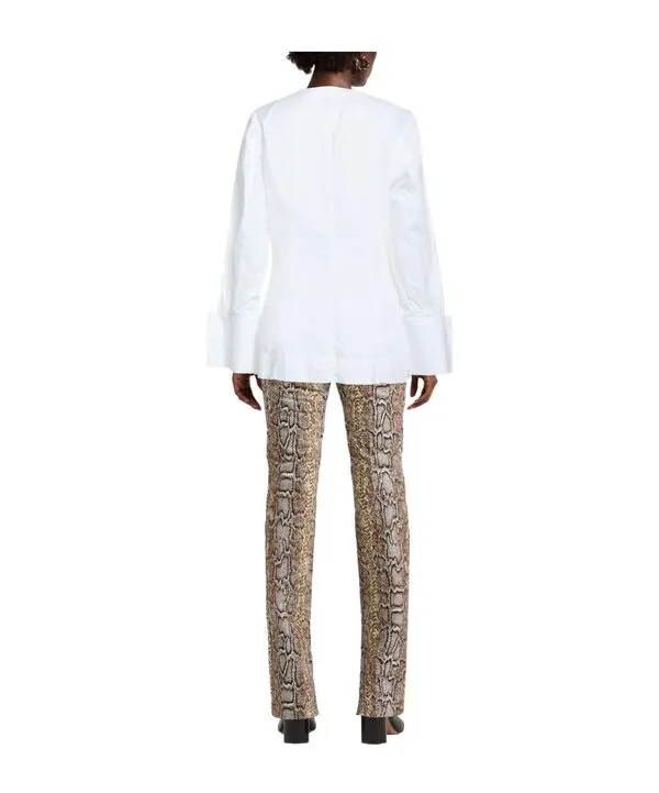 GANNI Solid Long Sleeve V-neck Shirt
