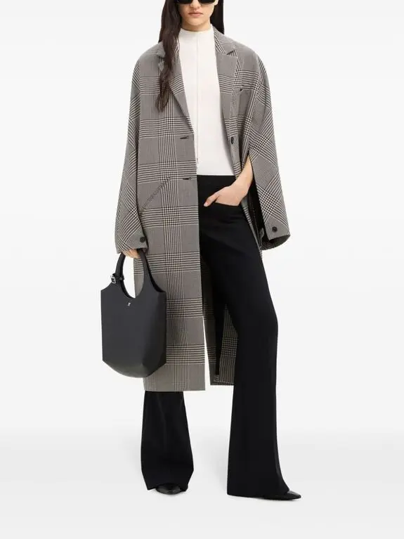 COURREGES Cocoon V-neck Checked Coat - Gray