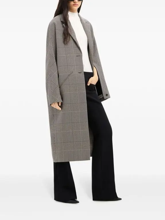 COURREGES Cocoon V-neck Checked Coat - Gray