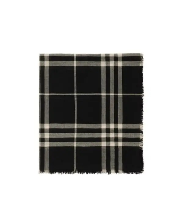 Burberry Check Printed Frayed-edge Scarf