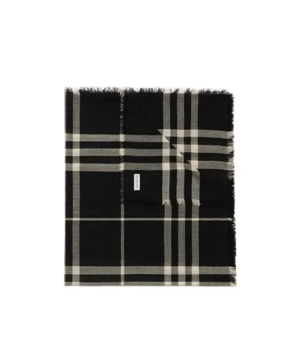 Burberry Check Printed Frayed-edge Scarf