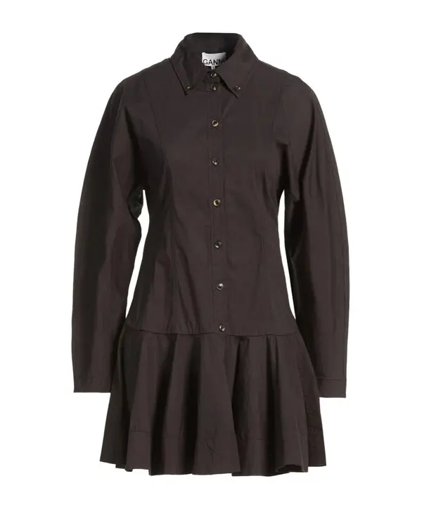 GANNI Simple Solid-color Shirt Dress