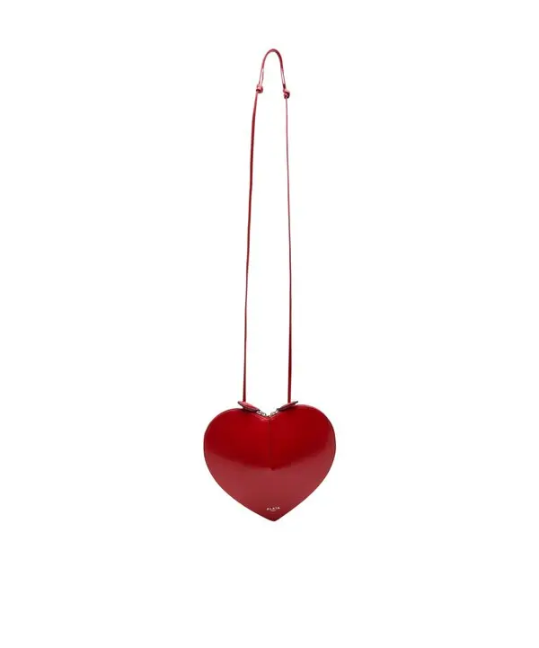 Alaïa Glossed Leather Heart Cross-body Bag - Red