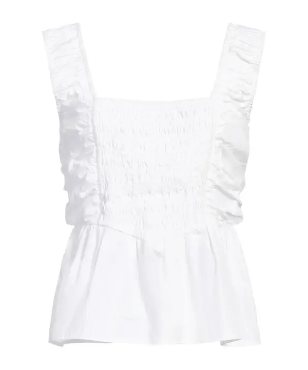 GANNI Solid Sleeveless Square Neck Top