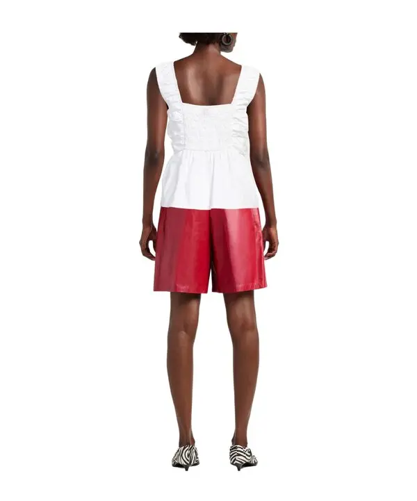 GANNI Solid Sleeveless Square Neck Top