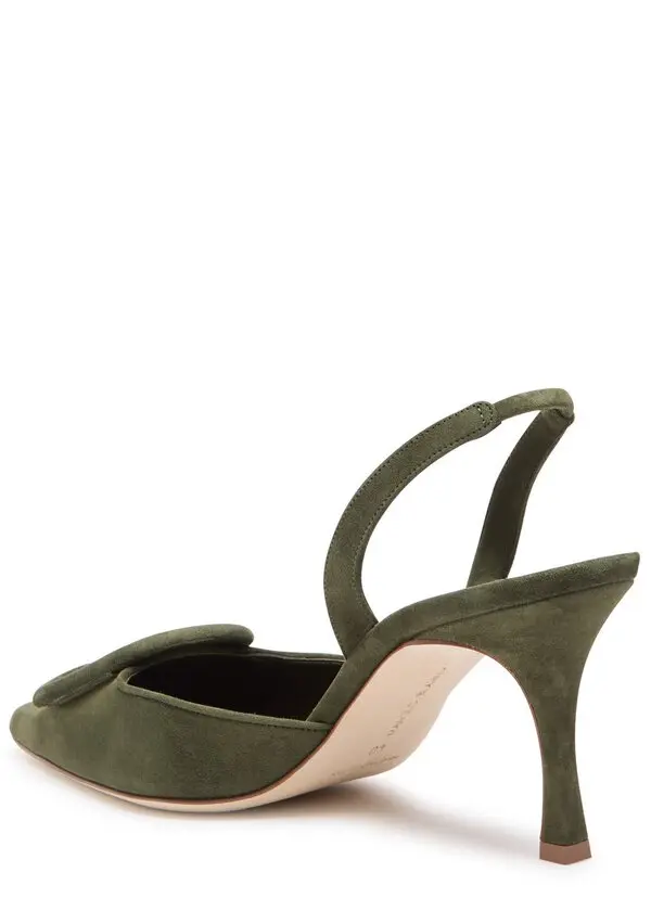 Manolo Blahnik Maysli 70 Suede Slingback Pumps