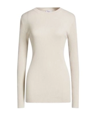 Brunello Cucinelli Ribbed Knit Long Sleeve Top - White