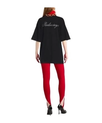 Balenciaga Loose Short-sleeved T-shirt With Rhinestone Logo