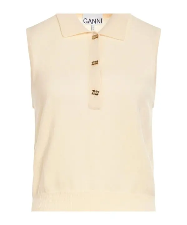 GANNI Fashion Solid Color Sleeveless Knit Top